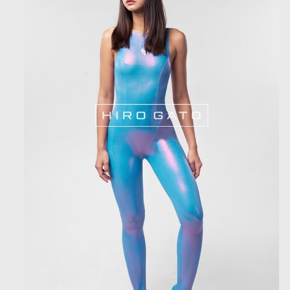 hirogato | Pants & Jumpsuits | Hiro Gato Holographic Blue Bodysuit ...